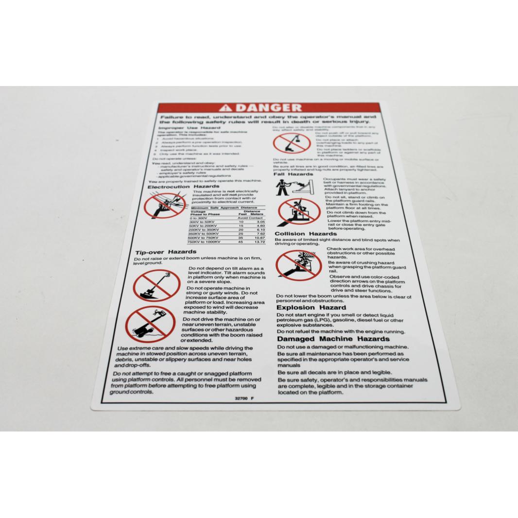Genie Part # 32700, 32700GT - DECAL, DANGER, GEN SAFETY RULES* – RQ Parts