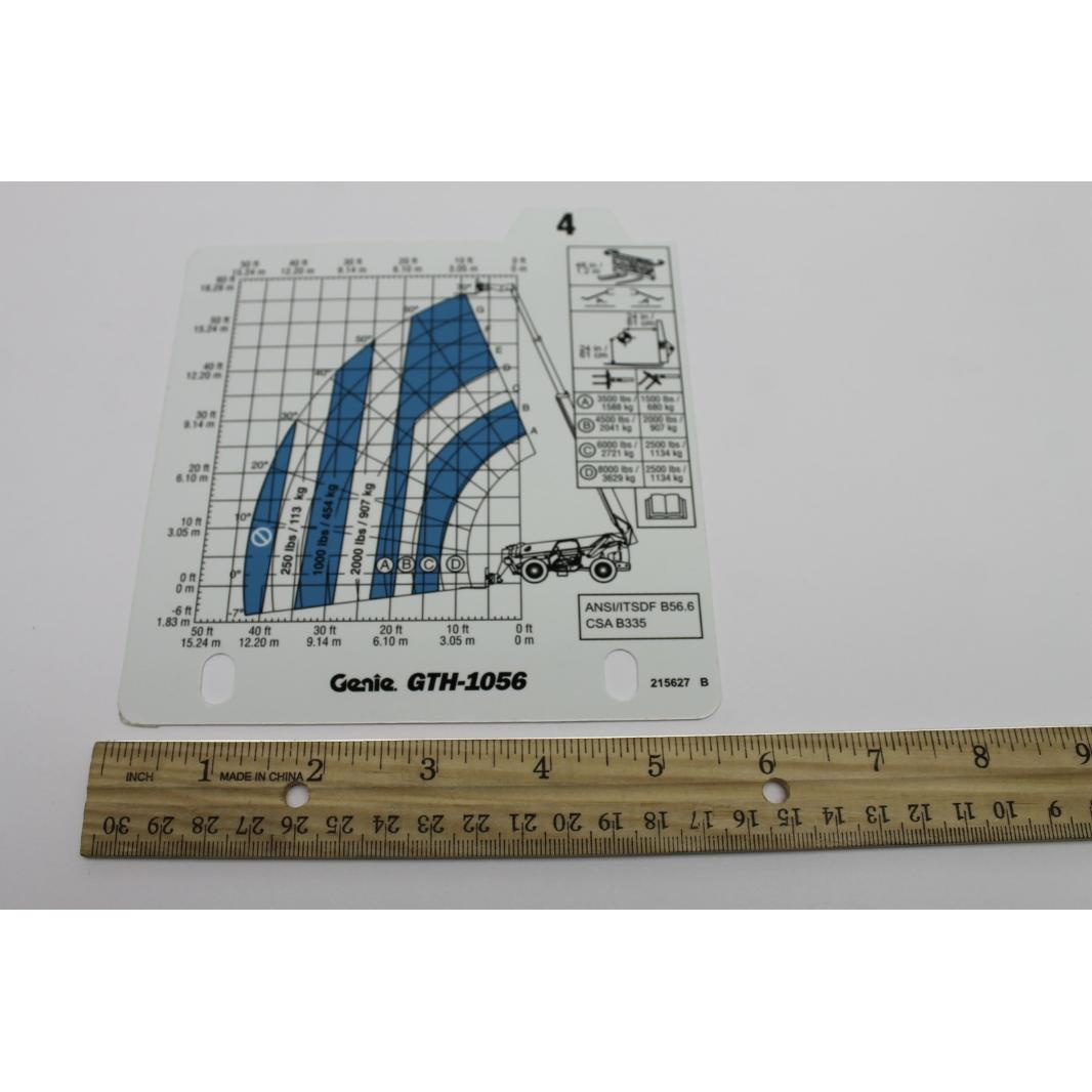 Genie Part # 215627, 215627GT - Load Chart, GTH-1056, 3-4 – RQ Parts
